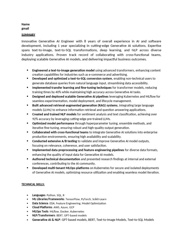 GenAI Resume 02 Nov 20 | PDF | Artificial Intelligence | Intelligence ...