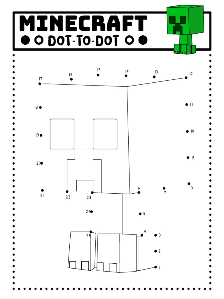 Minecraft Dot To Dots Free Printable | PDF