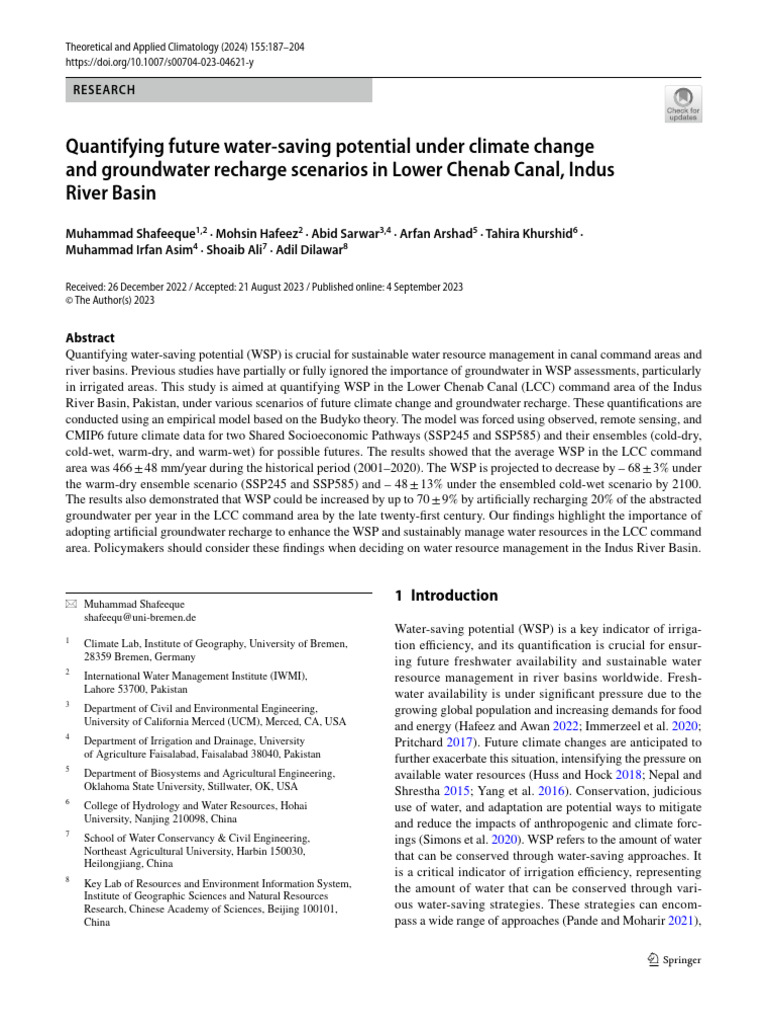 Quantifying Future Water-Saving Potential Under Climate Change and ...