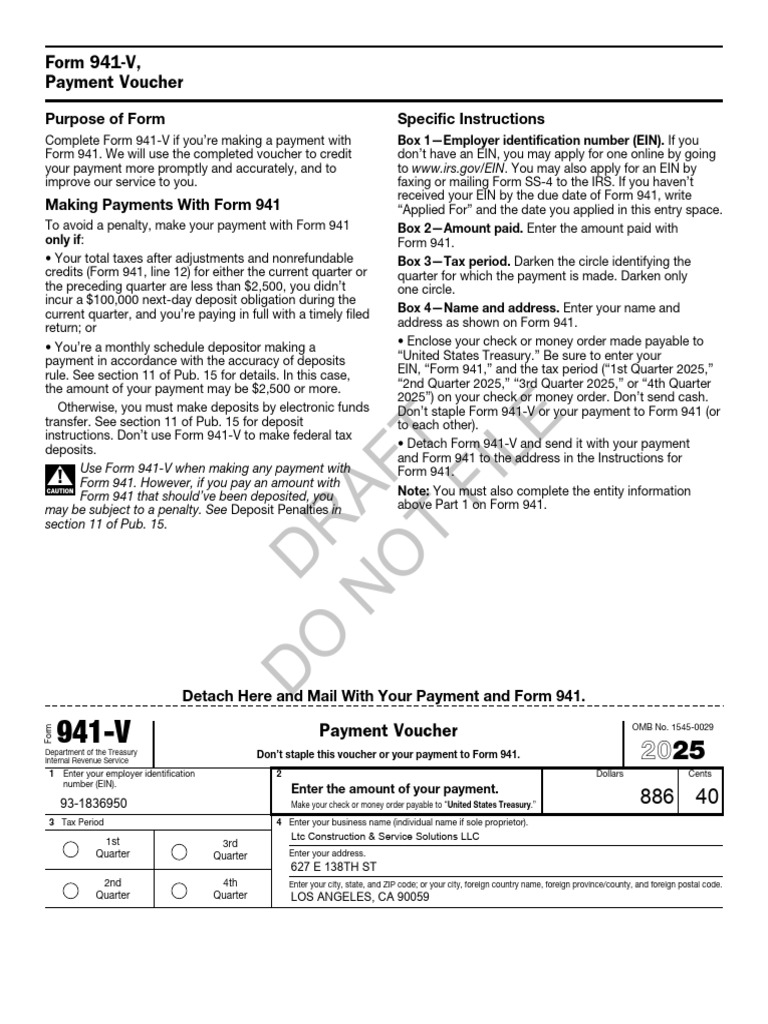 Form 941 PV | PDF | Taxes | Payments