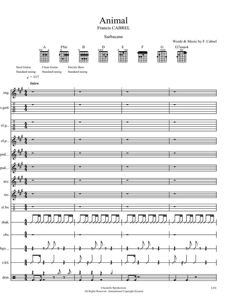 Animal Chords and Tabs by Cabrel | PDF | Chess