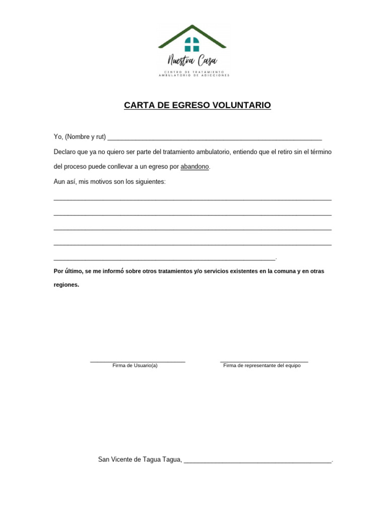 Carta de Egreso Voluntario 2024 | PDF