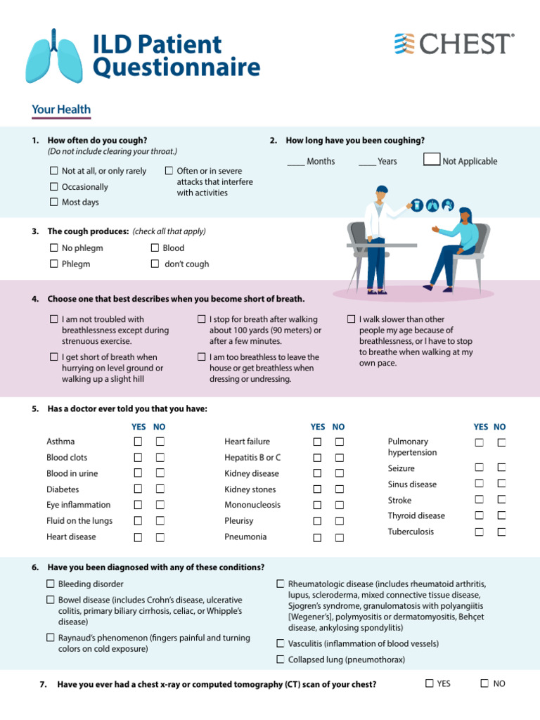 ILD Patient Questionnaire | PDF | Cough | Human Diseases And Disorders