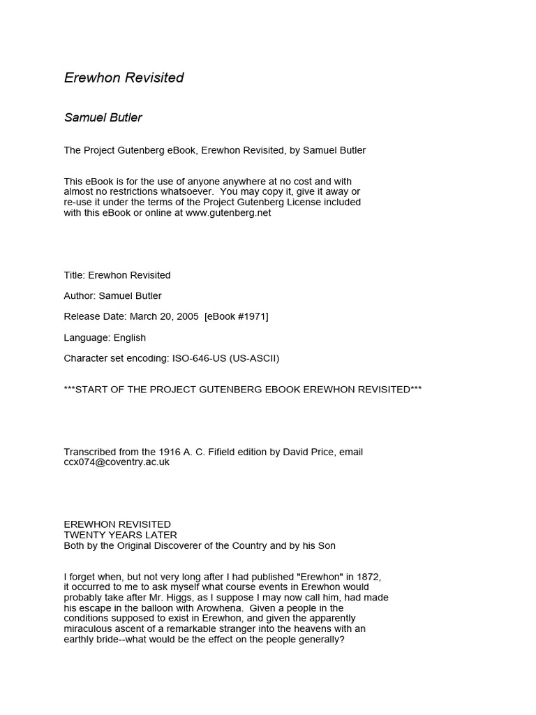 02-Erewhon Revisited-20 Years Later_English (Samuel Butler) | PDF