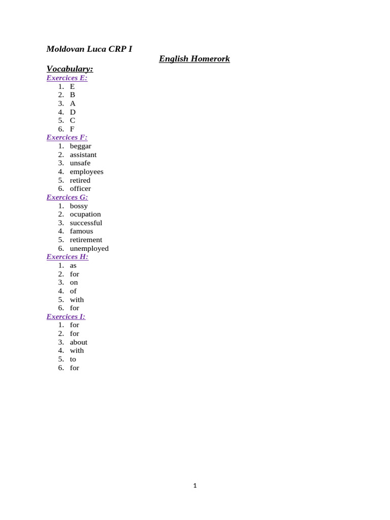 Tema 2 Vocabulary % Review Moldovan Luca CRP I | PDF