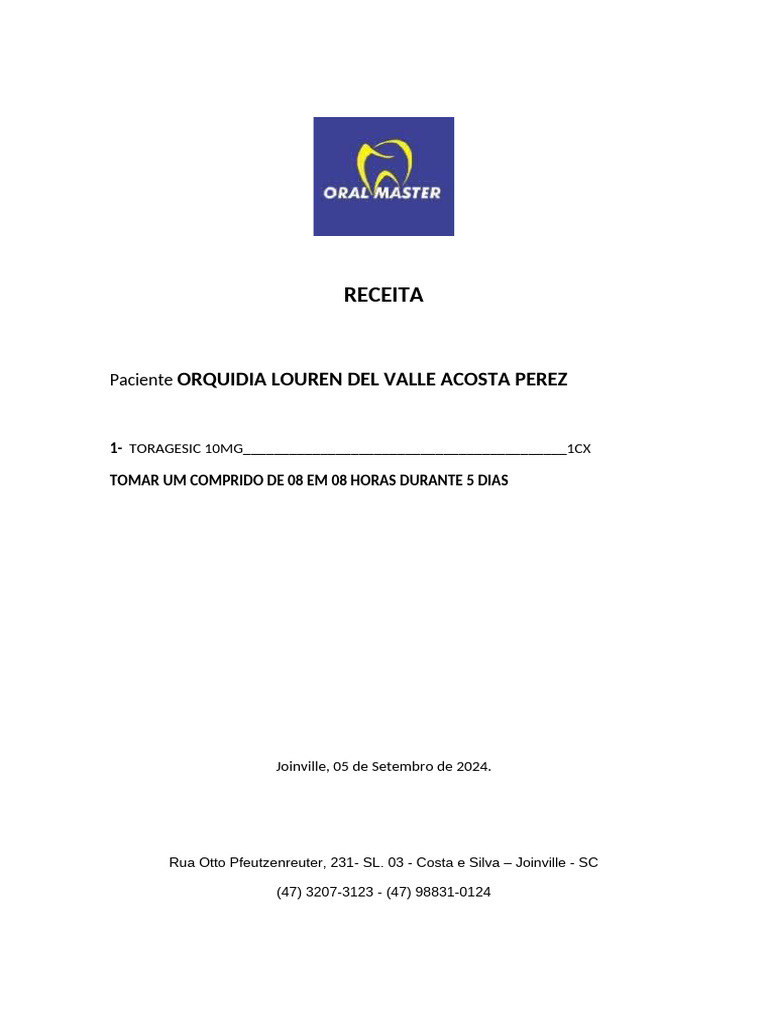 Receita de Toragesic 10mg | PDF