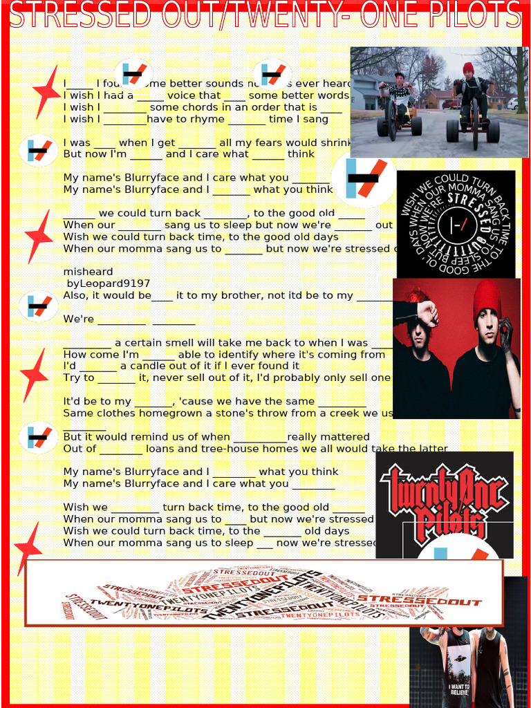 Stressed Out Twenty One Pilots Song Expressing Reg Activities With ...