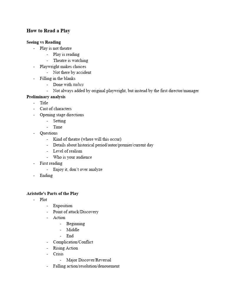 Guide to Reading a Play Script | PDF | Plot (Narrative) | Theatre