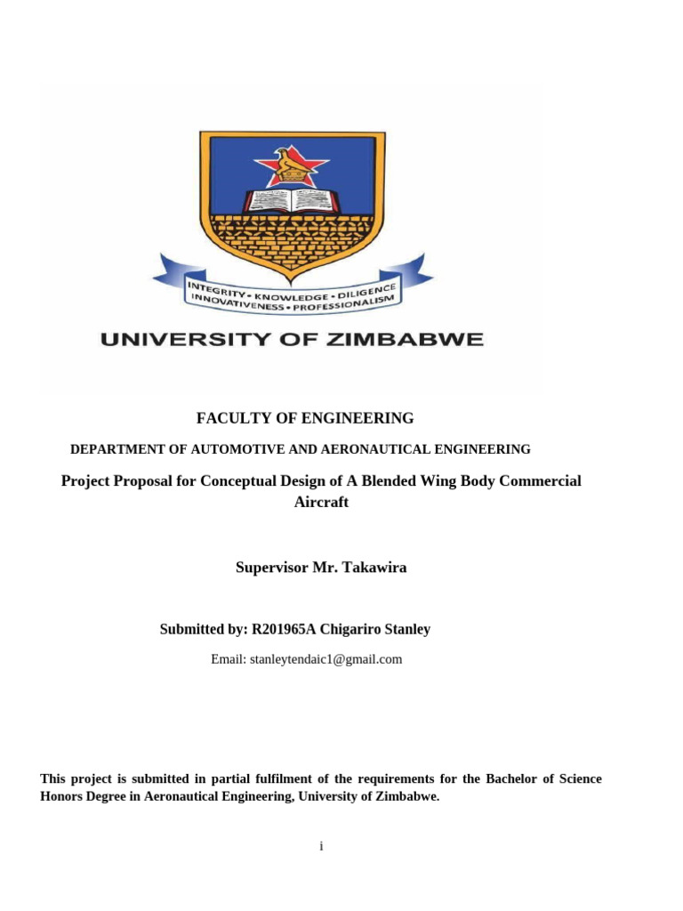 Project Proposal For Conceptual Design of Blended Wing Fuselage ...