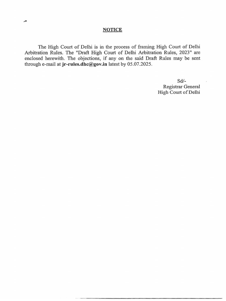 Draft DHC Arbitration Rules 2023 | PDF | Arbitral Tribunal | Arbitration
