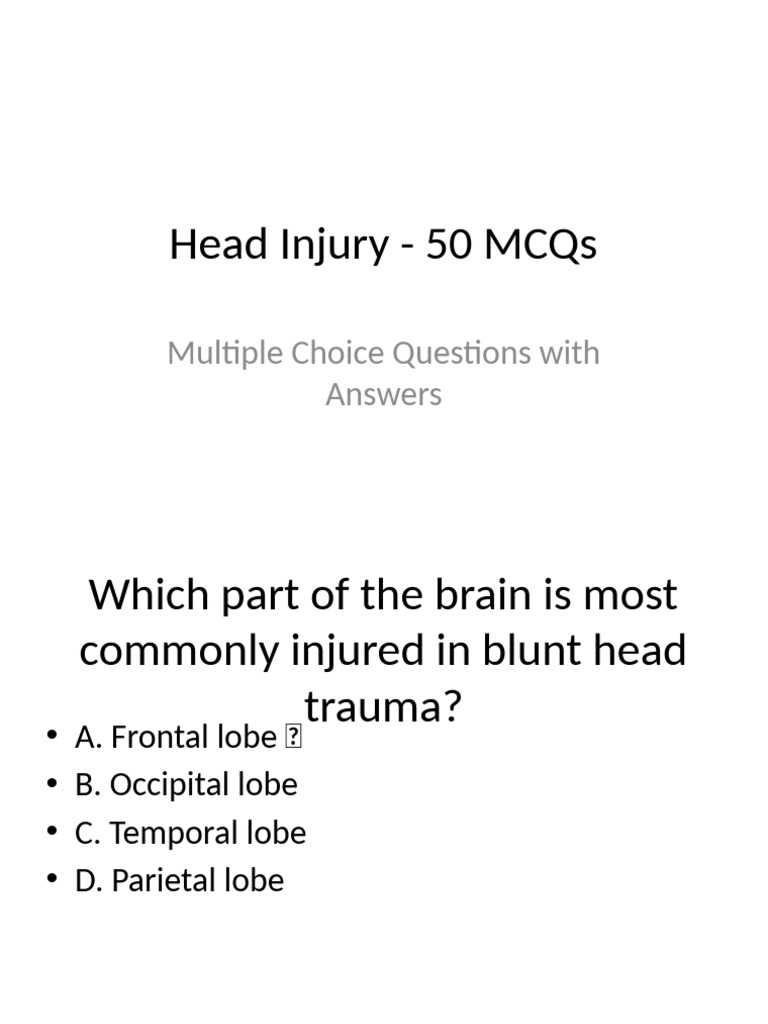 Head Injury MCQs and Guidelines | PDF