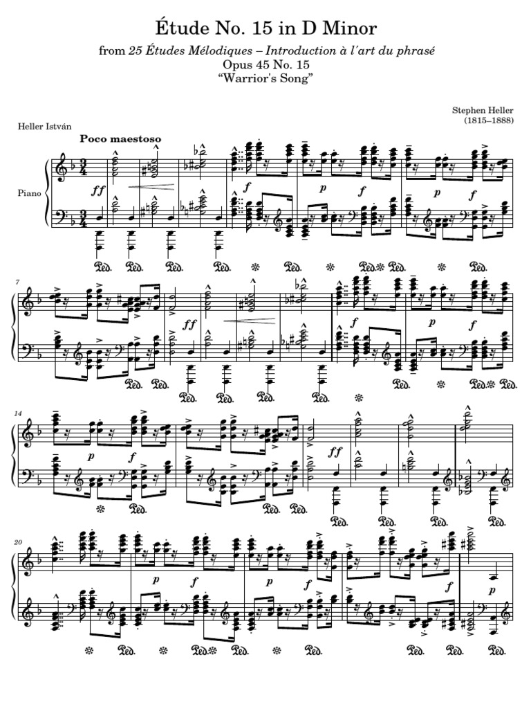 Etude Opus No in D Minor Heller | PDF | Musical Compositions