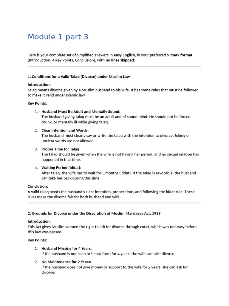 Muslim Law Module 1 Part 3 | PDF