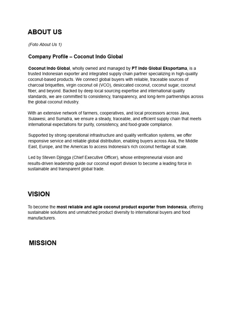 Coconut Indo Global: Export Excellence | PDF | Supply Chain | Indonesia