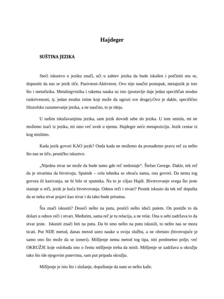 Hajdeger - Jezik, Nabacaj | PDF