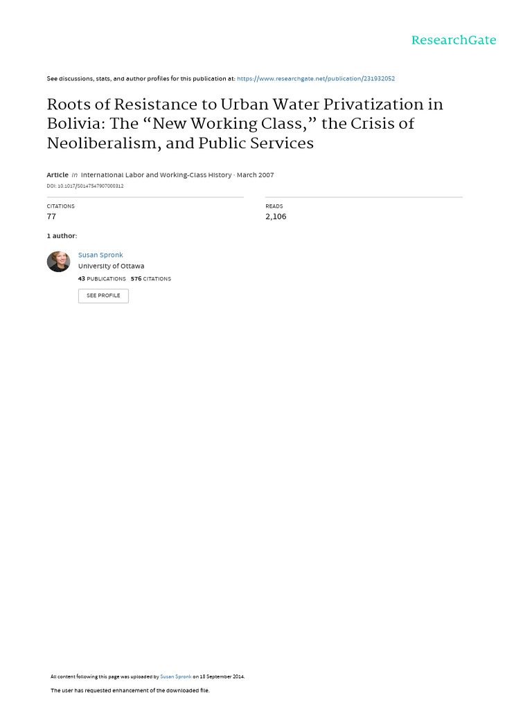 Roots of Resistance To Urban Water Privatization I | PDF | Bolivia ...