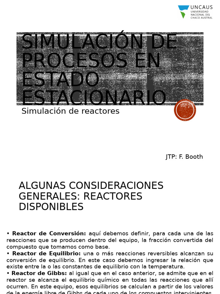 Clase 6 Reactores | PDF | Reactor Quimico | Equilibrio químico
