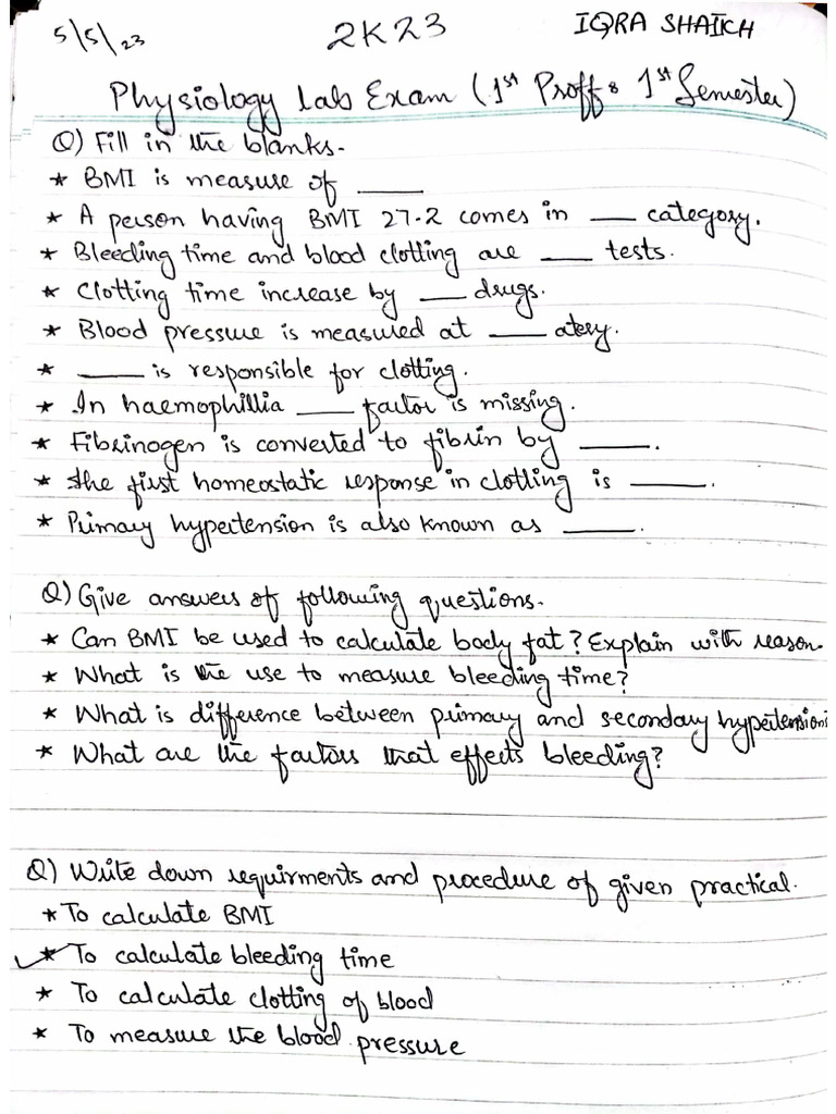 1st Proff 1st Sem LAB Exams - 250510 - 200310 | PDF