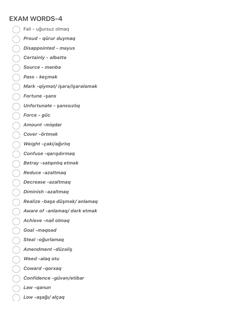 Exam Words 4 | PDF