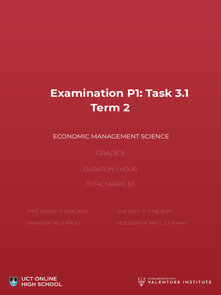 G09 EMS Term2 Exam M95 Task3.1 Question Paper Paper 1 | PDF | Plagiarism | Receipt