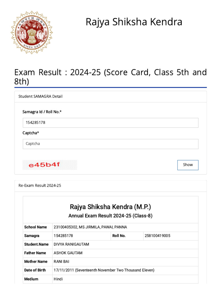 Divya Rani RSKMP - Inresult | PDF