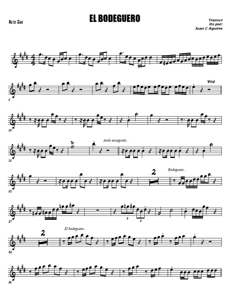 El Bodeguero - Alto Sax | PDF