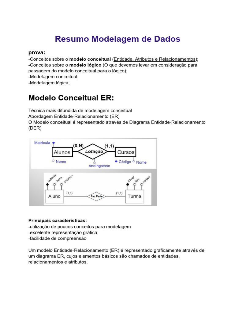 Modelagem de Dados: Conceitos ER e MER | PDF | Modelo relacional ...
