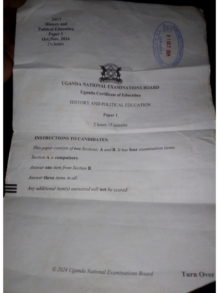 UNEB History Paper | PDF