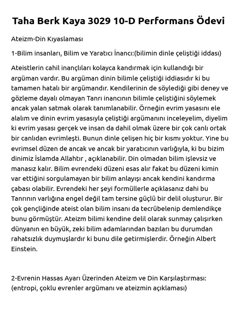 Taha Berk Kaya DKAB Dijital Performans Ödevi | PDF