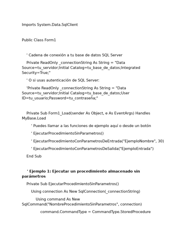 Procedimiento Almacenado | PDF | SQL | Servidor SQL de Microsoft