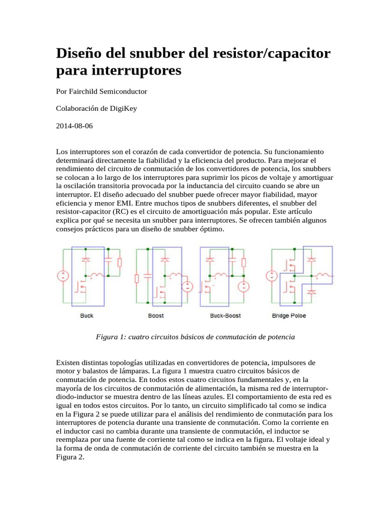 Diseño Del Snubber Del Resistor | PDF | Red eléctrica | Capacidad
