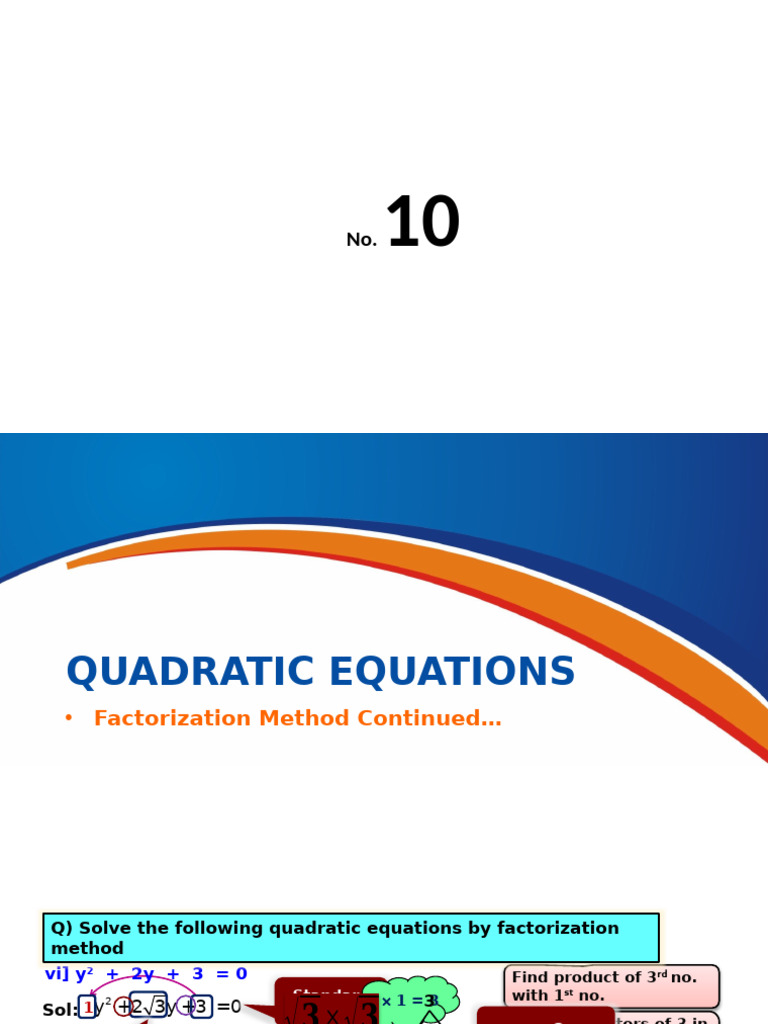 Lecture 02 | PDF | Quadratic Equation | Factorization