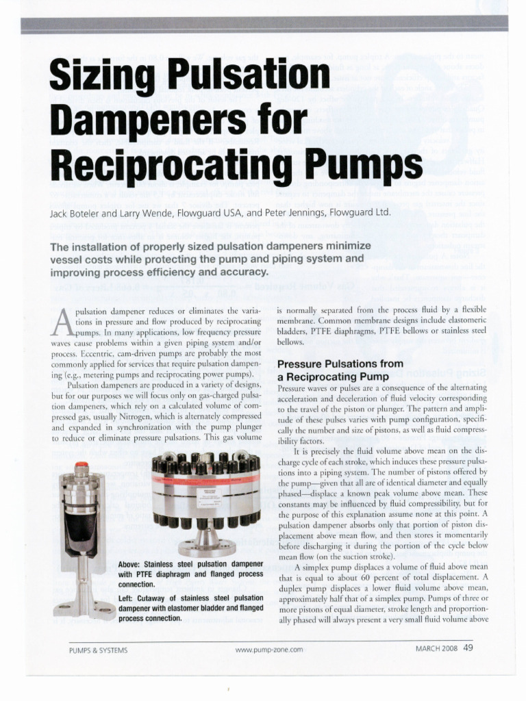 Sizing Pulsation Dampeners | PDF