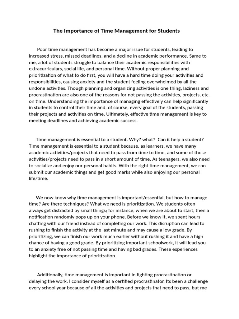 Essential Time Management Tips for Students | PDF | Procrastination ...