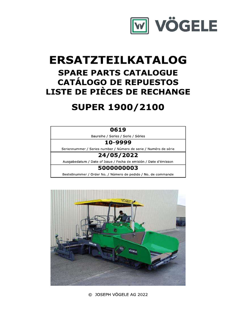 Parts Book Vogele s1900 | PDF