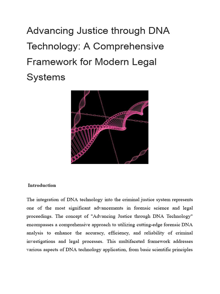 Advancing Justice Through DNA Technology - A Comprehensive Framework ...