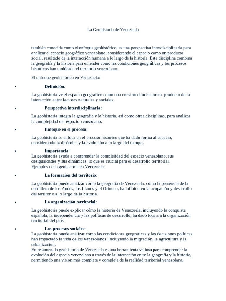 Geohistoria de Venezuela: Un Análisis Integral | PDF