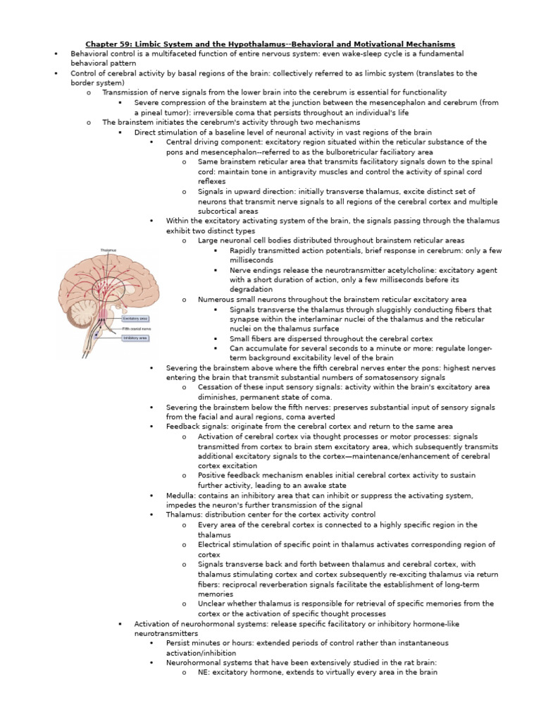 Chapter 59-Limbic System and Hypothalamus | PDF | Hypothalamus | Brainstem