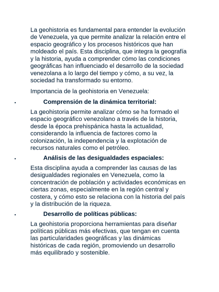 Importancia de la Geohistoria en Venezuela | PDF