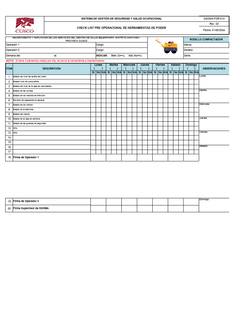 Ssoma-For-010 Rodillo Compactador Manual | PDF