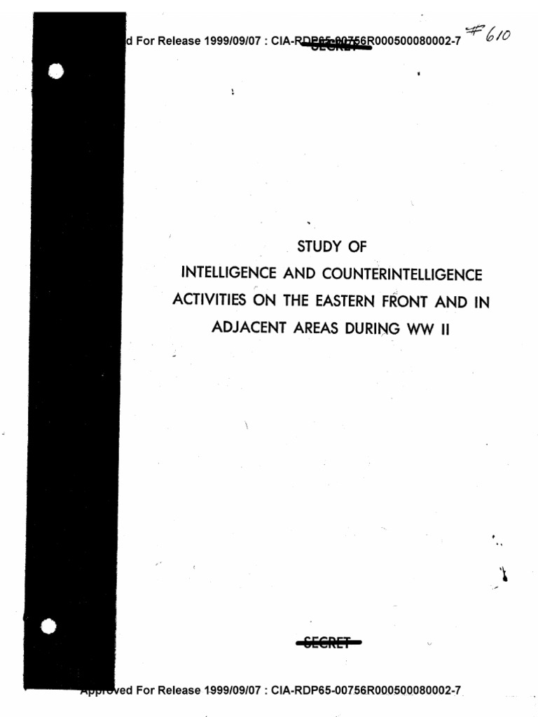 CIA Intelligence Study WWII | PDF