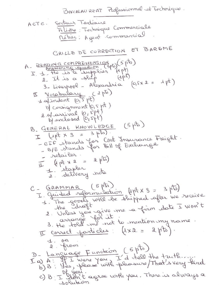 Corrige 2016 Actc Anglais | PDF