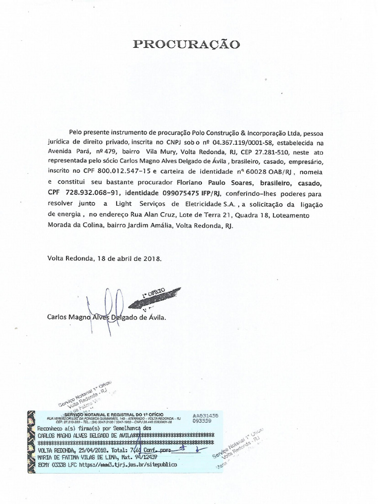 Modelo de Procuração para Light - Polo | PDF