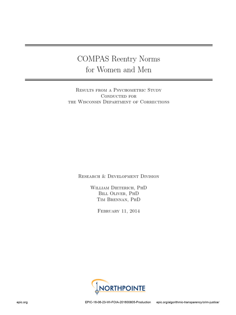 COMPAS Reentry Norms - Northpointe | PDF | Quantile