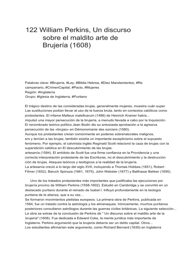 William Perkins A Discourse | PDF | Brujería | Puritanos
