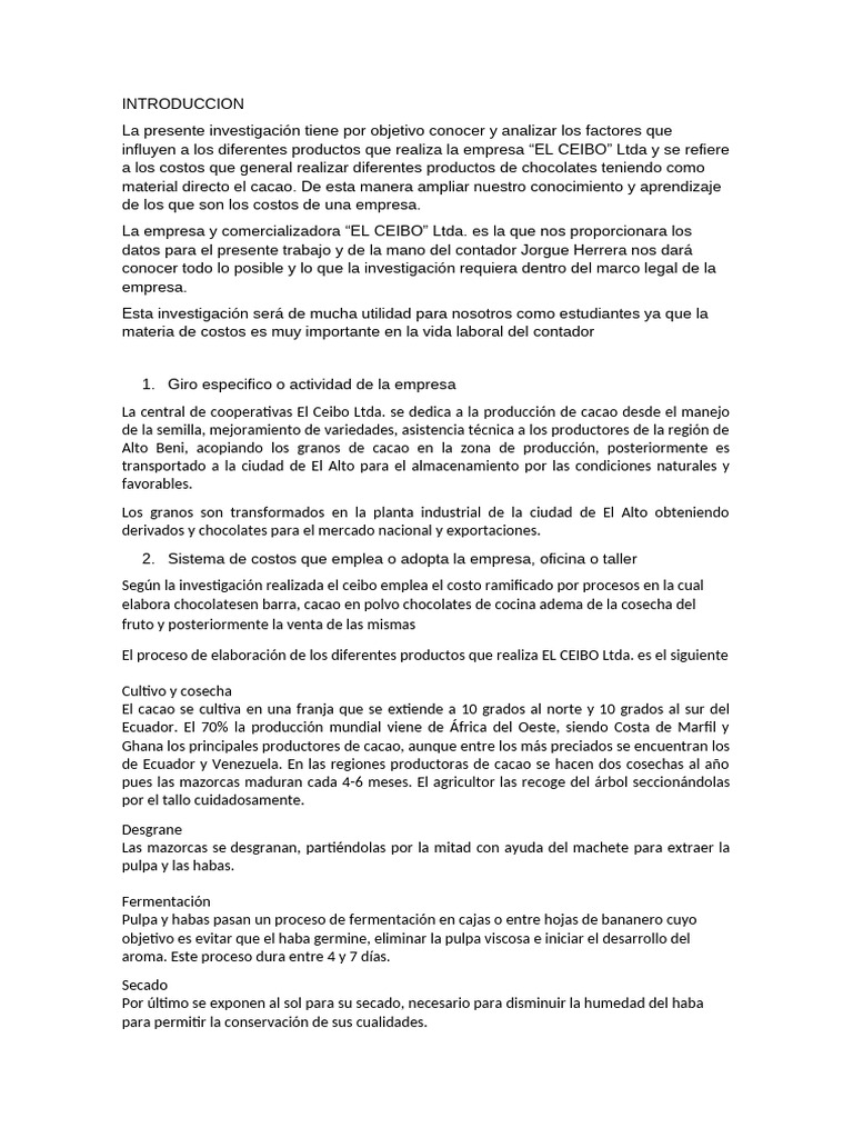 Actividad Especifica | PDF | Chocolate | Sólidos de cacao