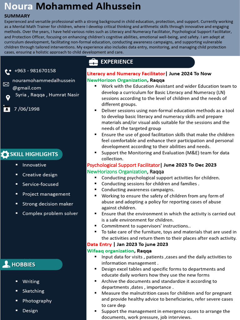 Noura Mohammad Al-Hussein | PDF | Mathematics | Learning
