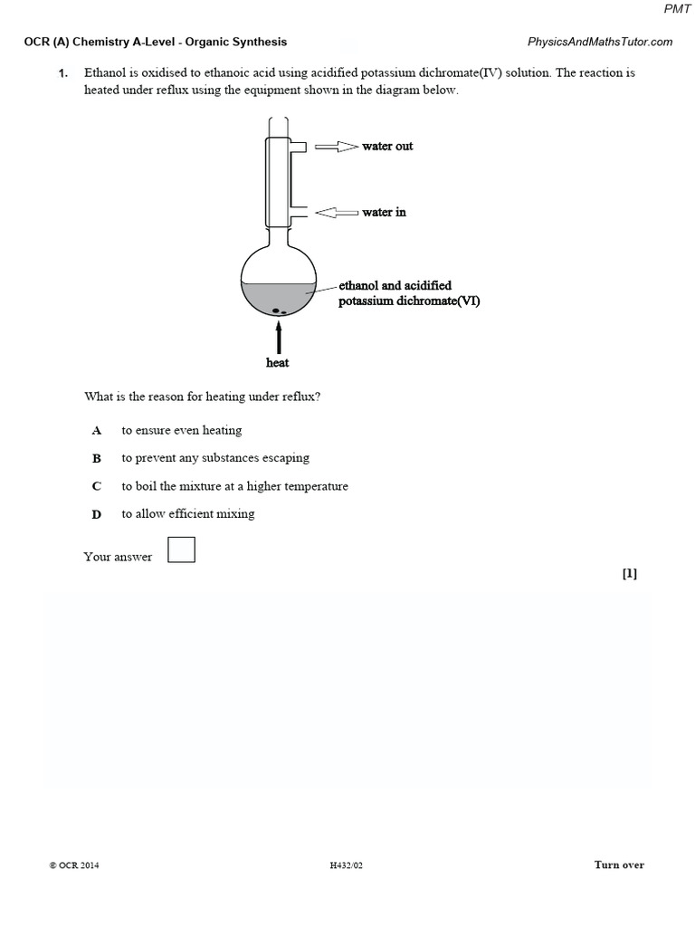 Organic Synthesis QP - OCR (A) Chemistry A-Level - Organic Synthesis QP ...