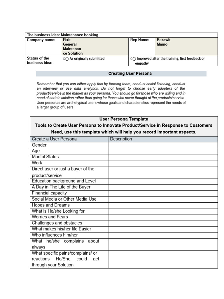 Bezawit Fixit Design Thinking Assignemnt | PDF | Empathy
