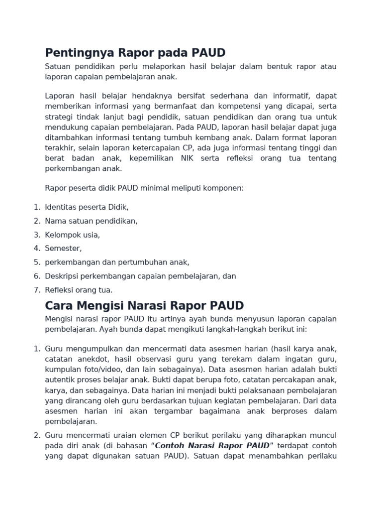 Cara Mengisi Rapot | PDF